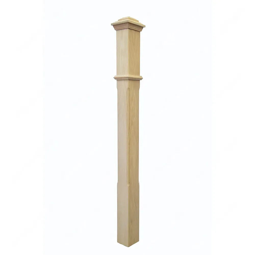 STAIR NEWEL POST PF102 F2 Chamfer 3 1/2” Red Oak